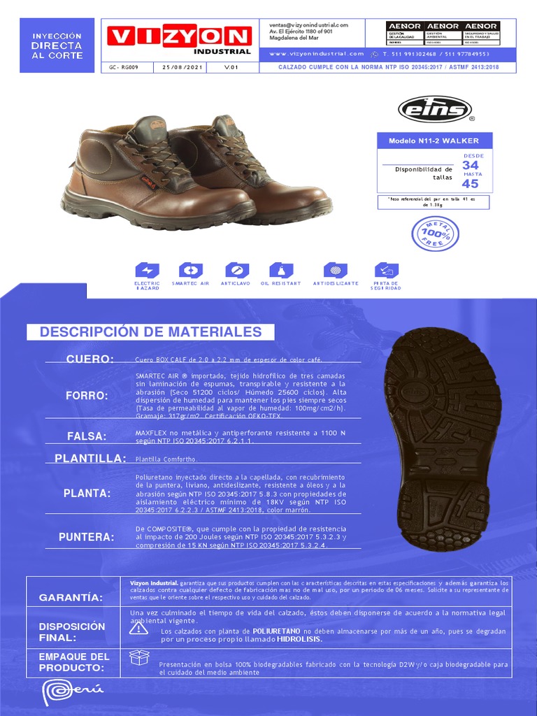 Ficha Tecnica Bota Dielectrica Walker Brown N11 2 2023 | PDF | Ingeniería de Edificación ...