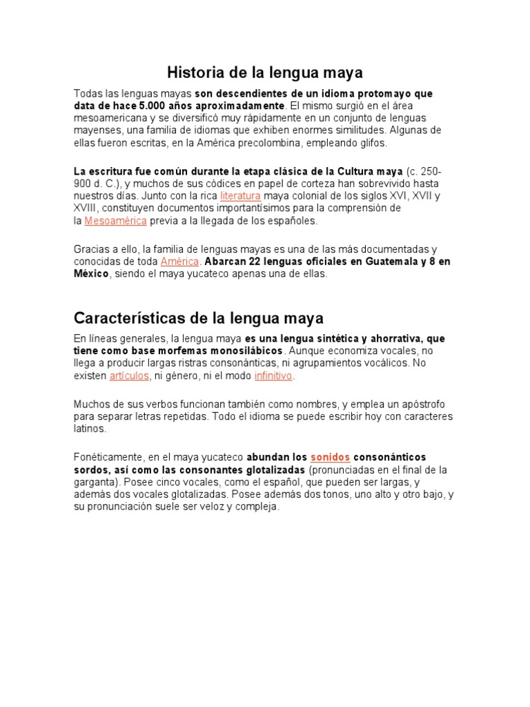 Historia de La Lengua Maya | PDF