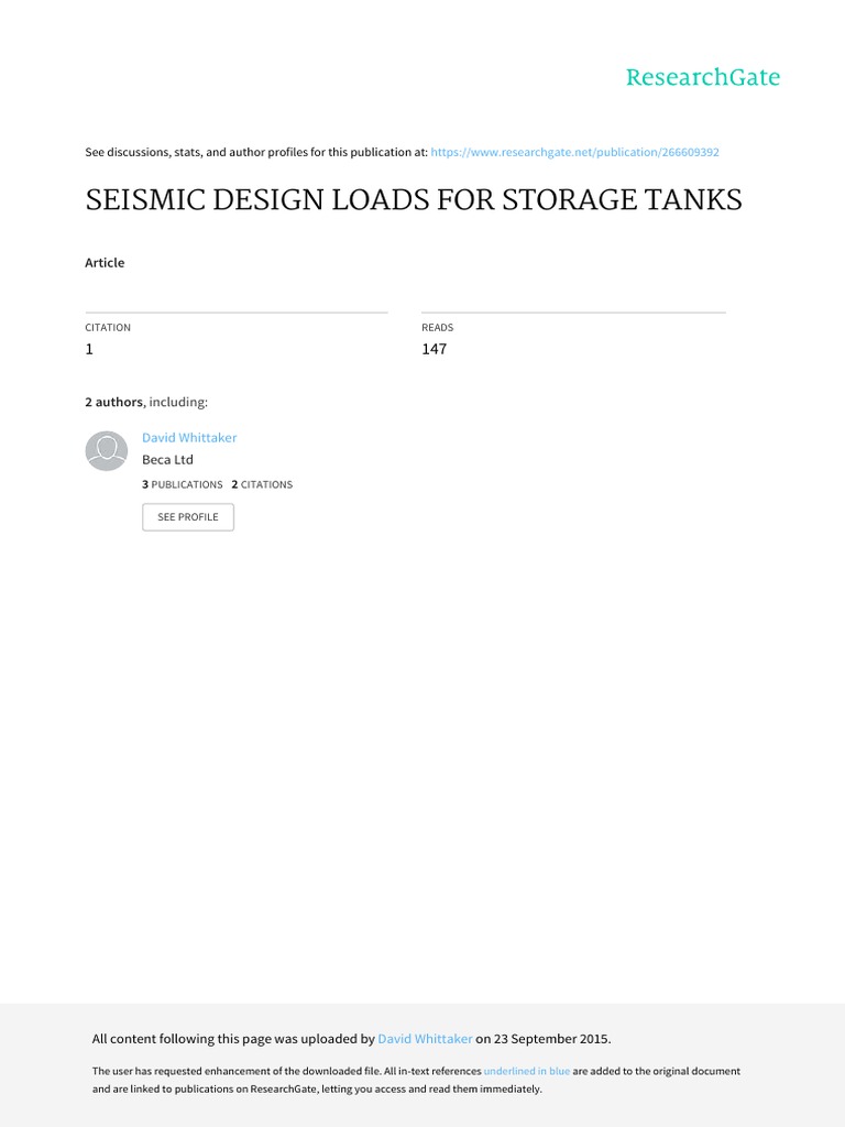 Seismic Design for Storage Tanks in NZ | PDF | Risk | Buckling