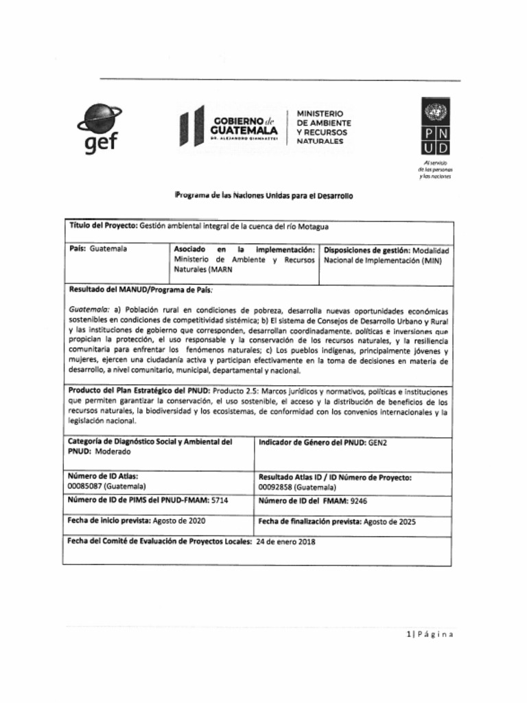 Prodoc Motagua | PDF