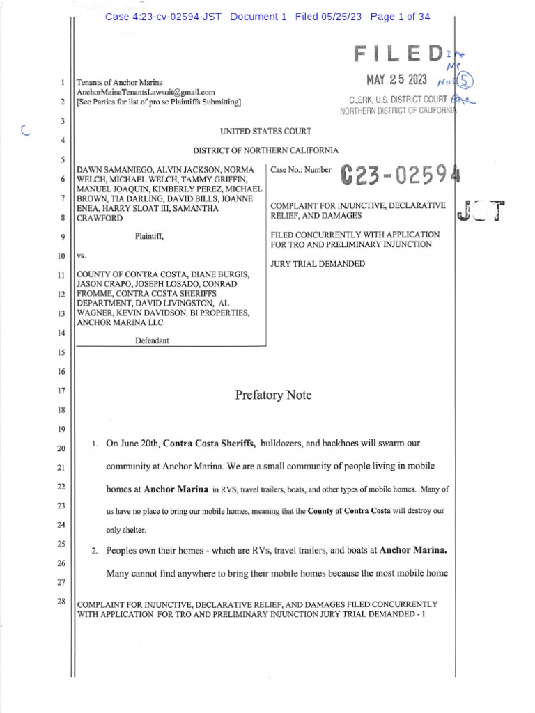 Complaint Samaniego Et Al V County of Contra Costa | PDF | Jargon ...