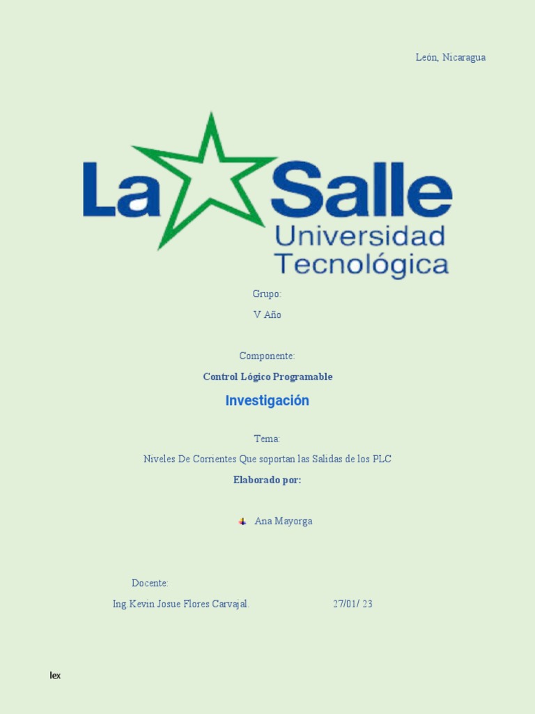 Primer Trabajo de PLC | PDF | Relé | Controlador lógico programable