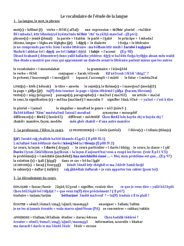 Vocabulaire de l'étude linguistique | PDF | Verbe | Typologie linguistique