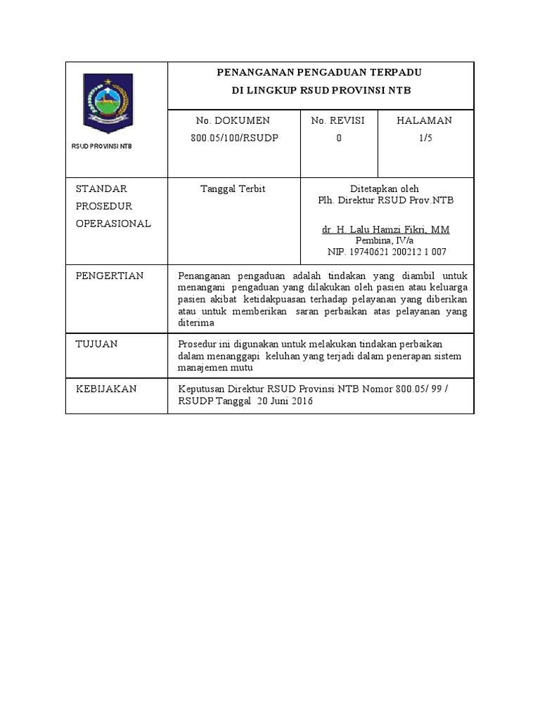 Sop Penanganan Komplain | PDF