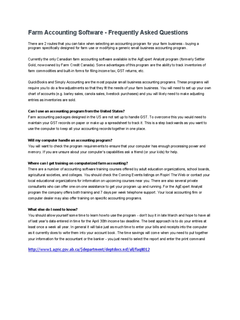 2 8 Farm Accounting Software FAQ | PDF | Quick Books | Computing