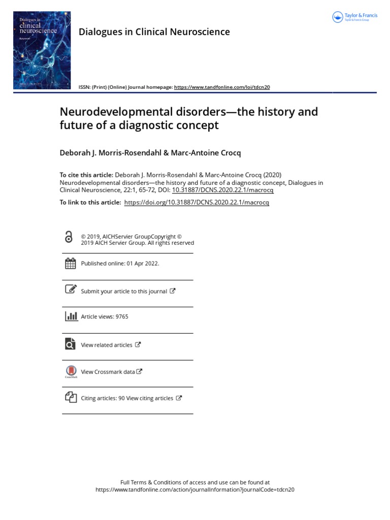 Neurodevelopmental Disorders The History and Future of A Diagnostic Concept | PDF | Autism ...