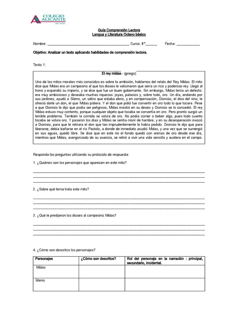 Guía Comprensión Lectora | Descargar gratis PDF | Dioniso