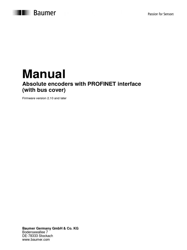 Baumer BUDE-PROFINET MA EN | PDF | Electrical Connector | Programmable Logic Controller