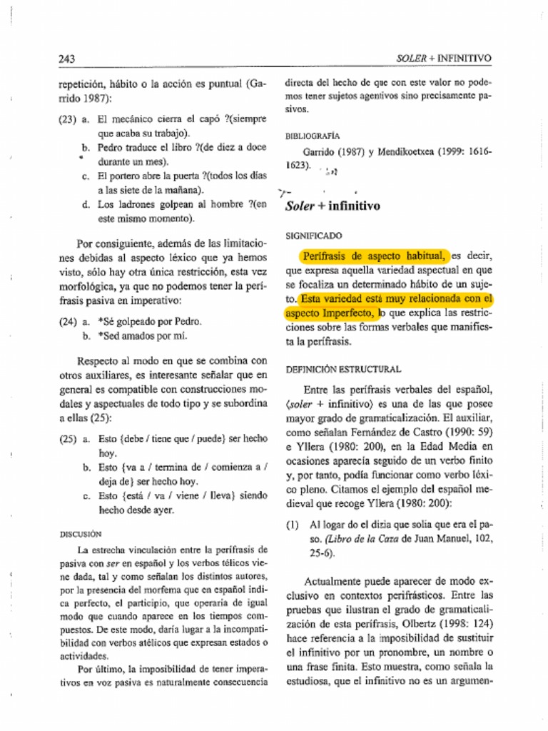 Soler + Infinitivo | PDF