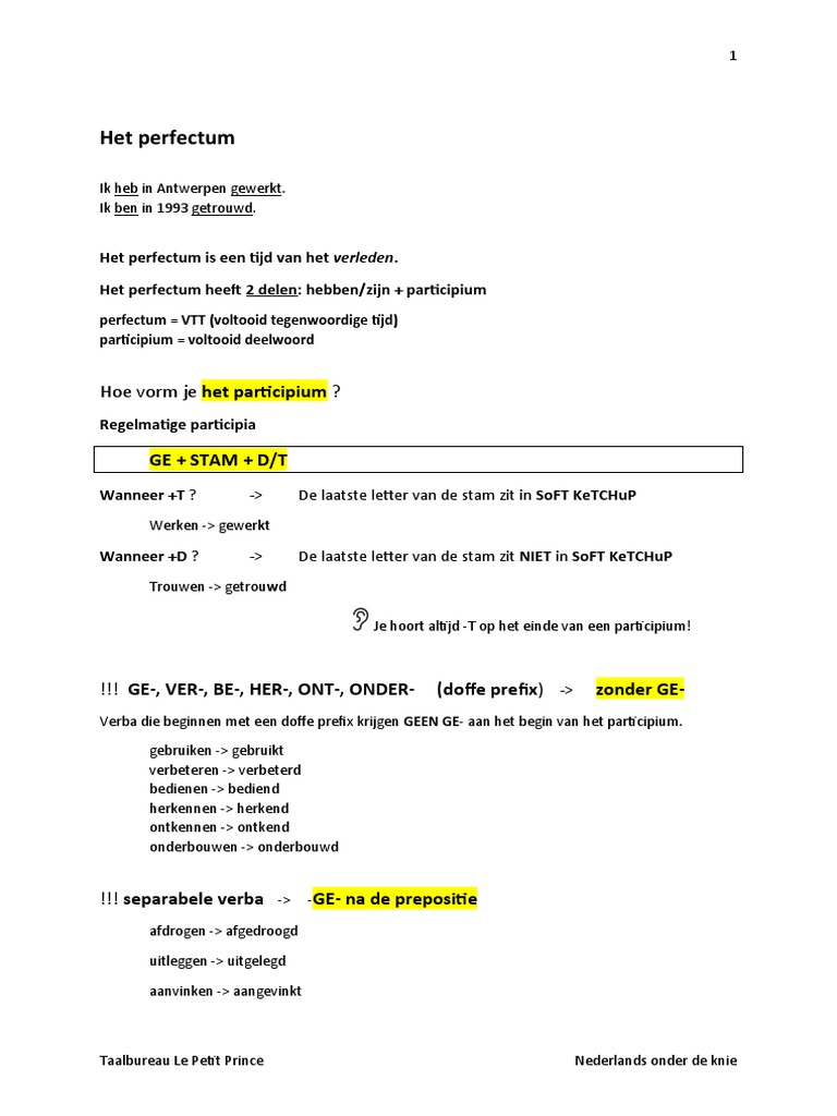 Het Perfectum FICHE | PDF