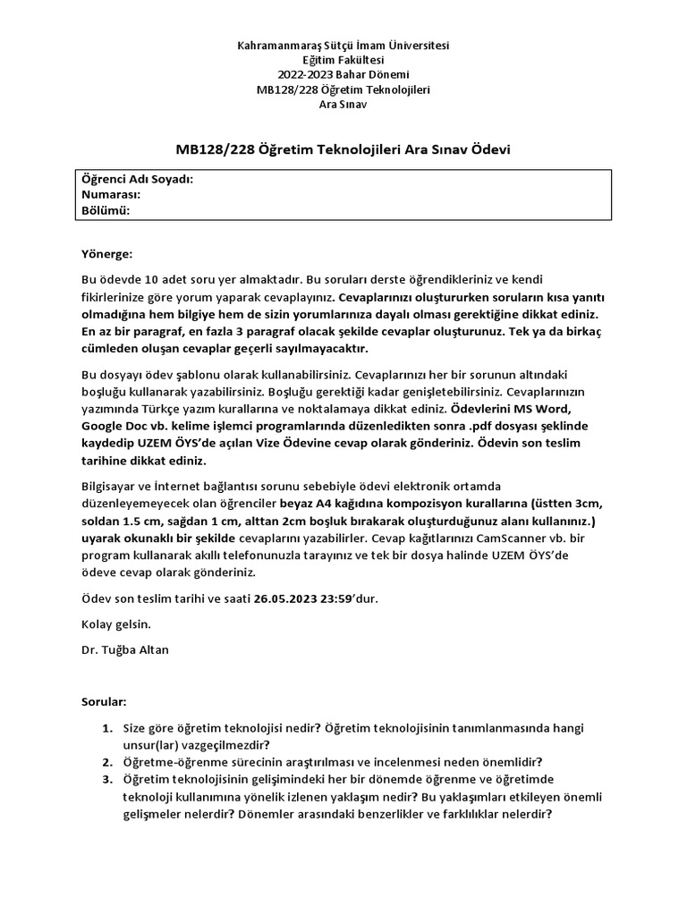 Ogretimteknolojileri Vizeodev | PDF