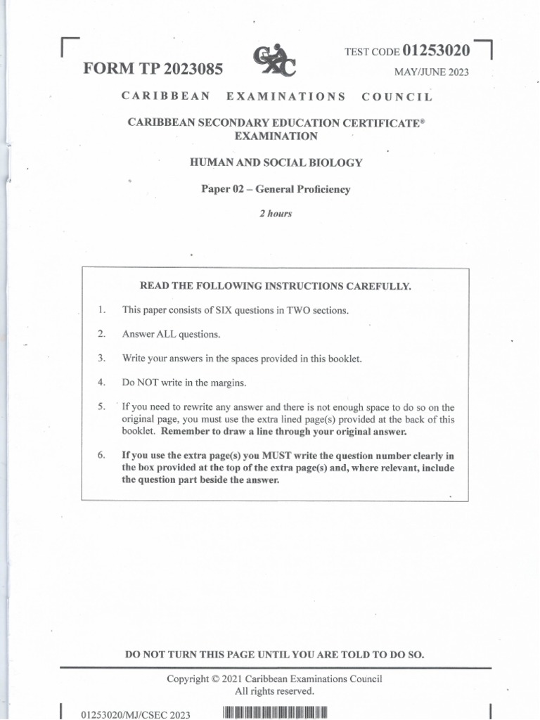 HSB Paper 2 2023 | PDF