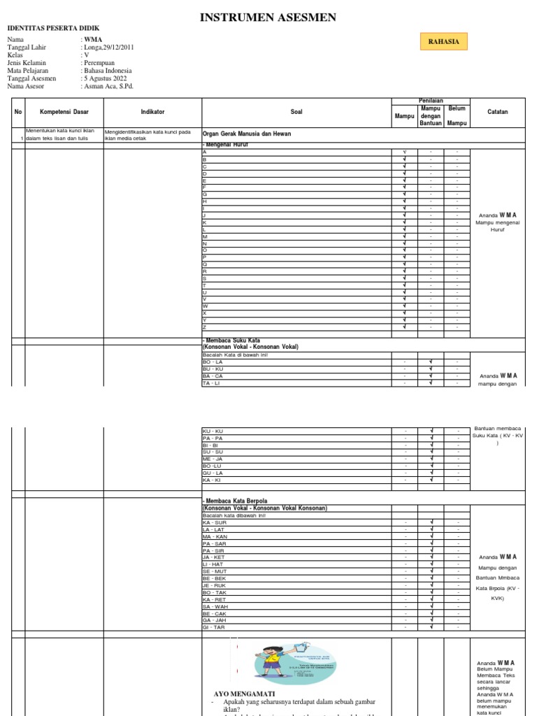 Asman Aca - Instrumen Asesmen | PDF