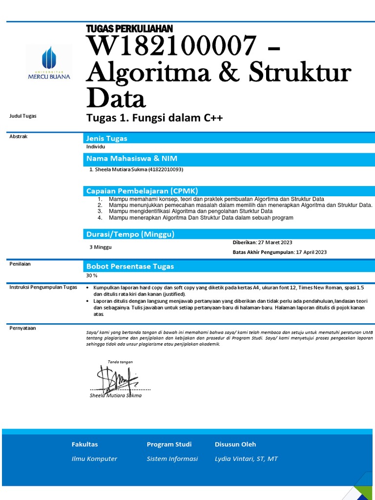 Jawaban TB 1 Algortima Dan Struktur Data-Sheela Mutiara Sukma | PDF