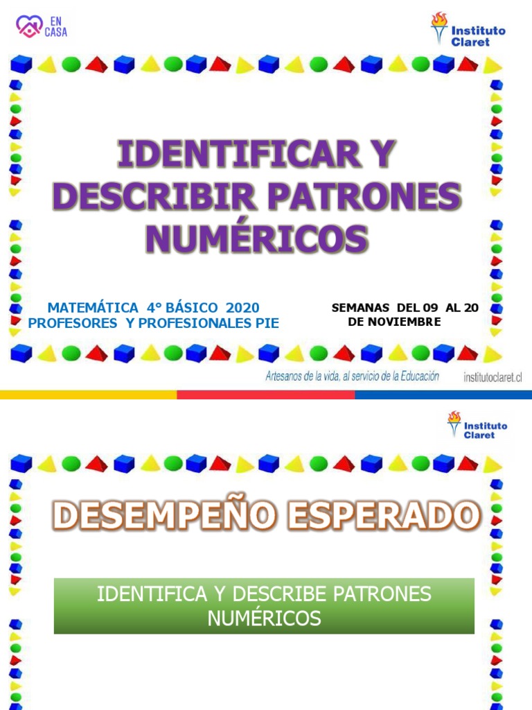 Identificación de Patrones Numéricos 4° Básico | PDF