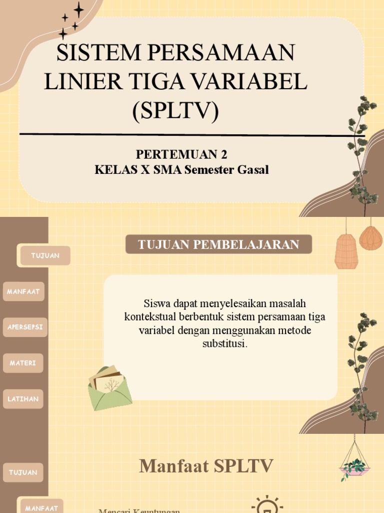 Manfaat dan Penyelesaian SPLTV | PDF