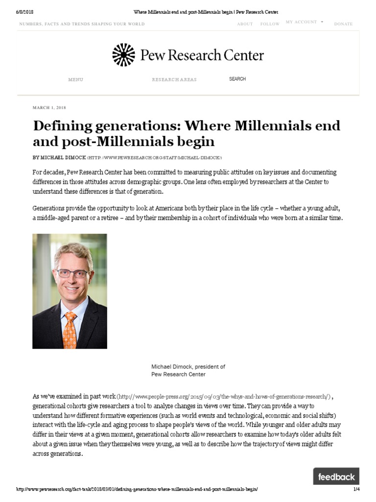 Where Millennials End and Post Millennials Begin - Pew Research Center ...