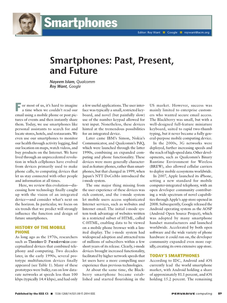 Smartphones Past Present and Future | PDF | Smartphone | Android ...