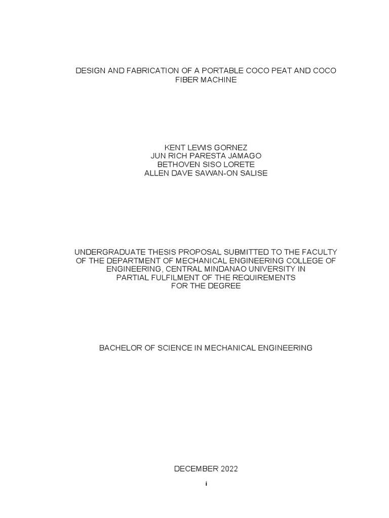 Design and Fabrication of A Portable Coco Peat and Coco Fiber Machine Proposal | PDF | Coconut ...