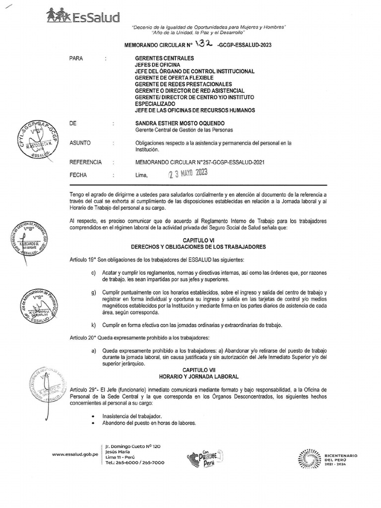 Memorando Circular #132-Gcgp-Essalud-2023 | PDF Memorando Circular #132-Gcgp-Essalud-2023 | PDF