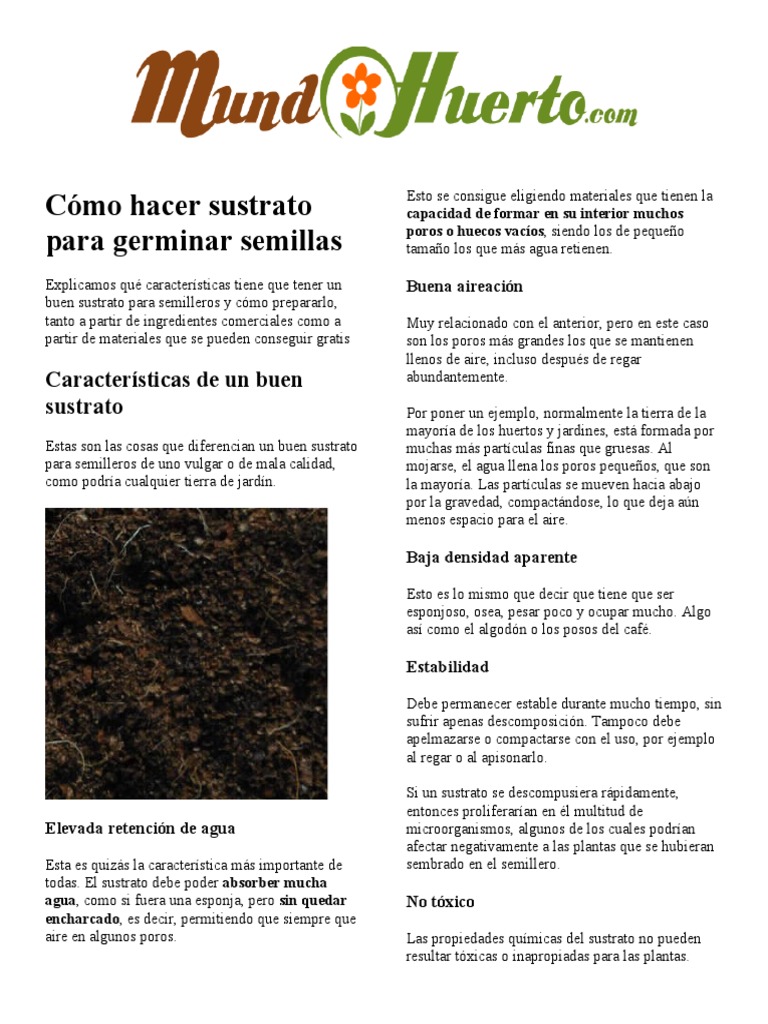 Cómo Hacer Sustrato para Germinar Semillas | PDF | Compost | Siembra