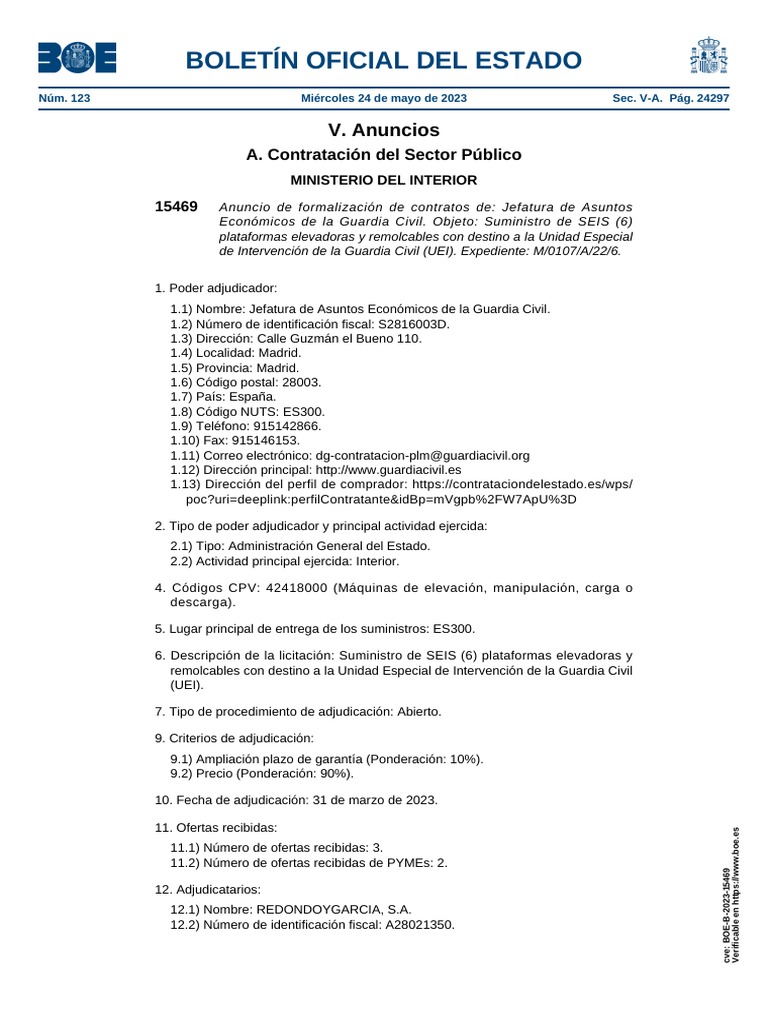Boe B 2023 15469 | PDF | Gobierno de españa | España