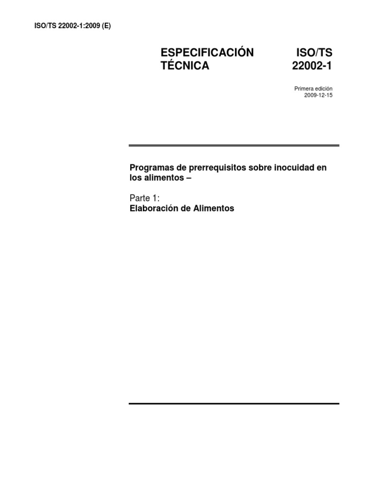 ISO TS 22002 1 Español | PDF | Agua | Organización internacional para ...