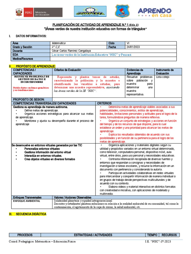 Actividad o Sesion 1-Eda-2-2023 | PDF | Aprendizaje | Evaluación
