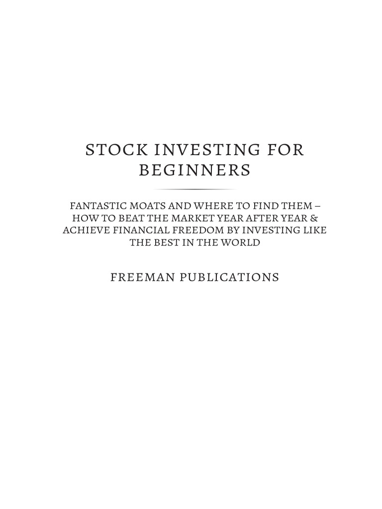 Stock Investing For Beginners Print Pdf Return On Equity The Walt