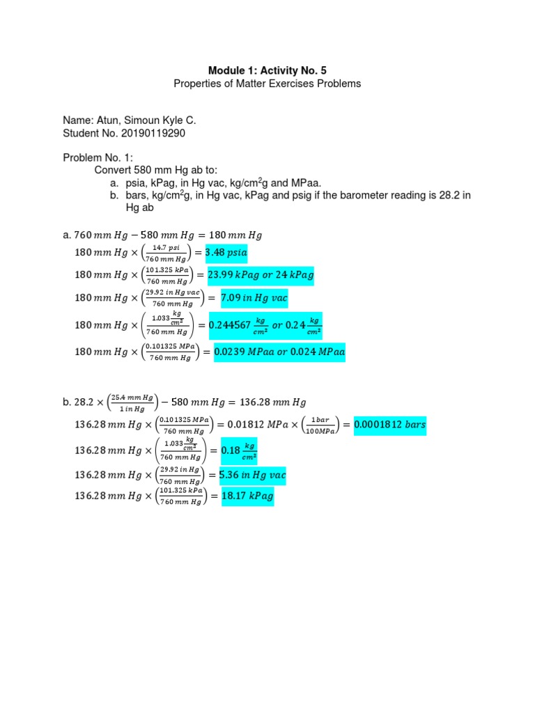 Physics Conversion Exercises | PDF | Pressure | Physical Quantities