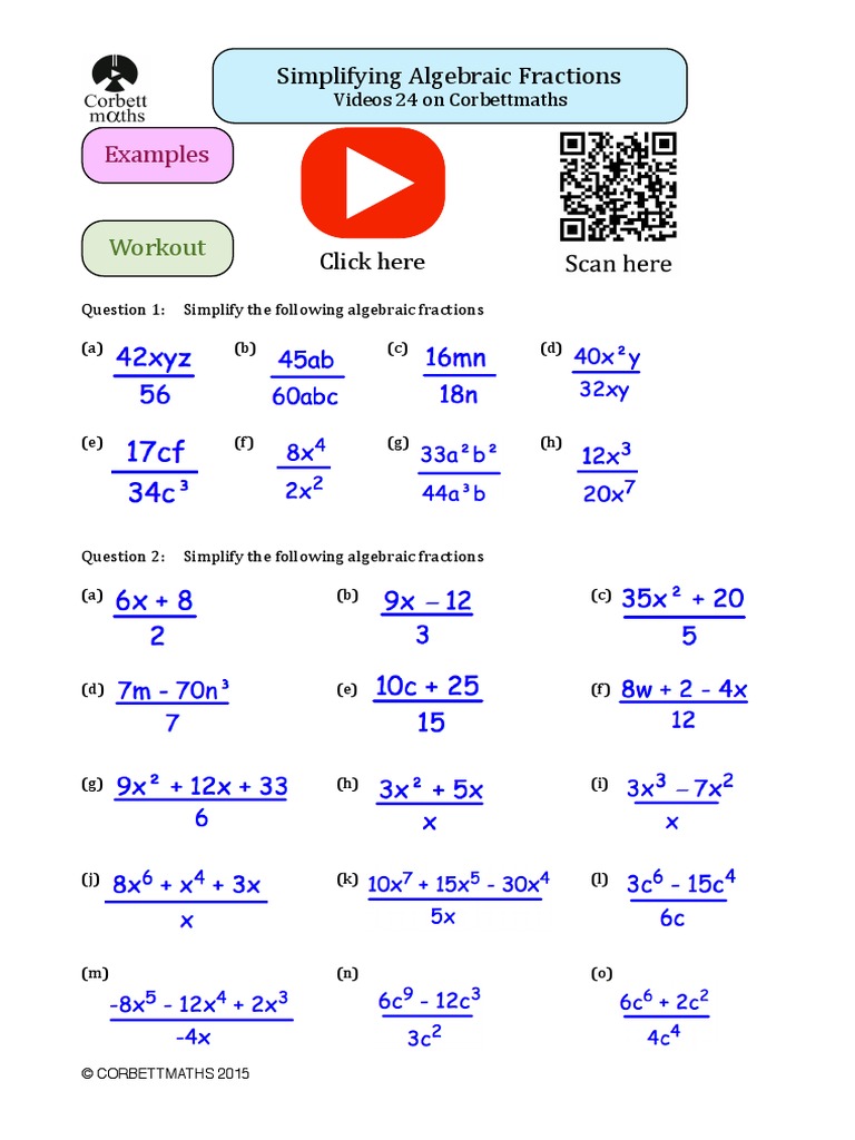 Simplifying Algebraic Fractions | PDF | Encodings | Notation