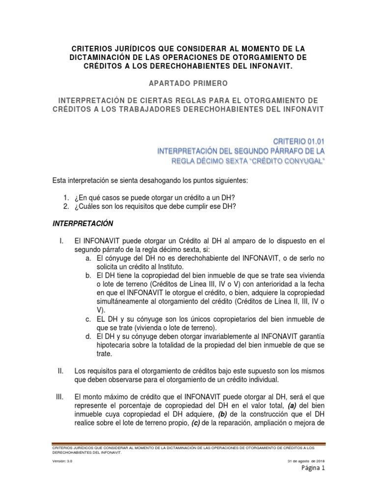 Criterios Jurídicos para Créditos Infonavit | PDF | Propiedad | Condominio