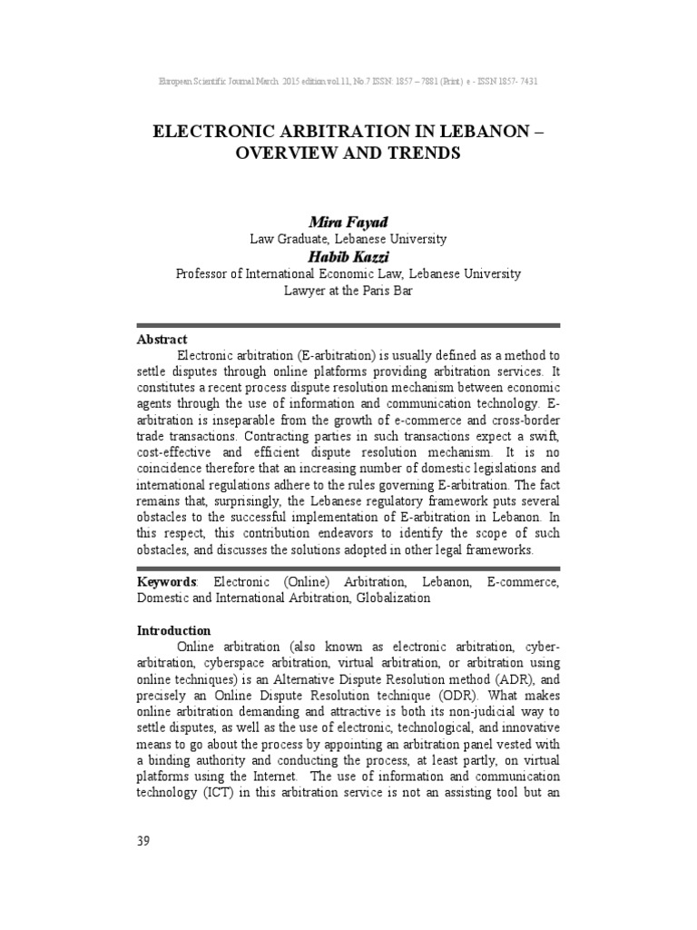 Myra Fayad | PDF | Arbitration | Arbitral Tribunal