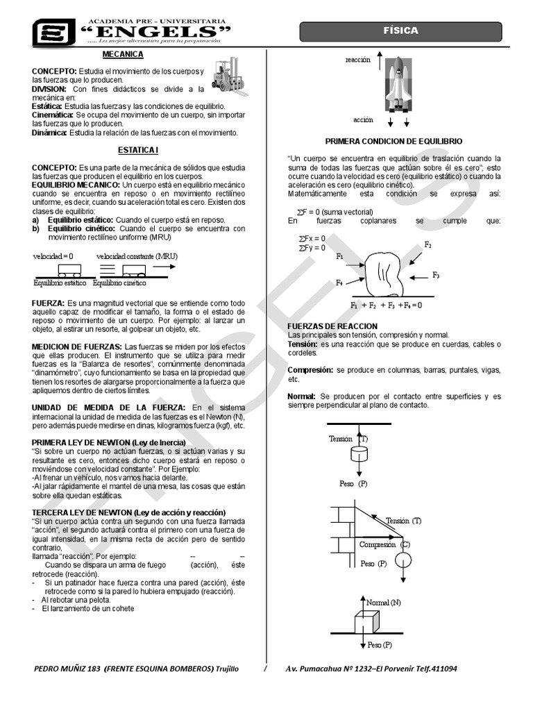 Fisica - Estatica I - 18 Ene | PDF | Fuerza | Las leyes del movimiento de Newton