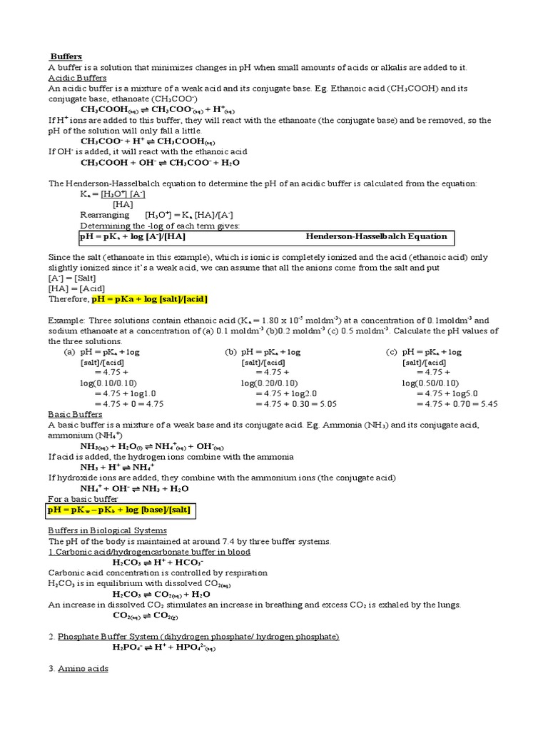 Buffers Complete Handout 2020 With Answer Key | PDF | Buffer Solution ...