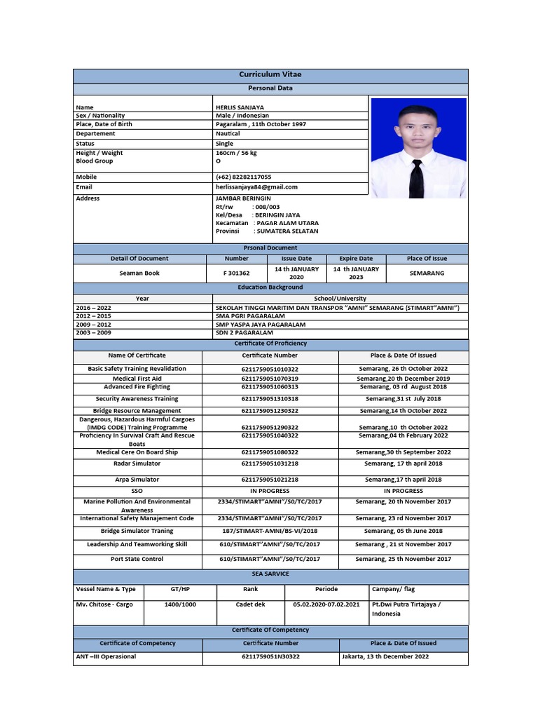 CV Herlis Sanjaya | PDF | Water Transport | Shipping