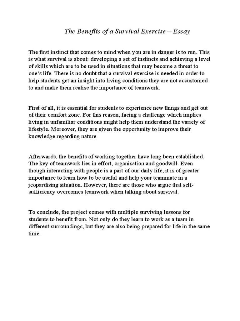 Survival Exercise-Essay | PDF