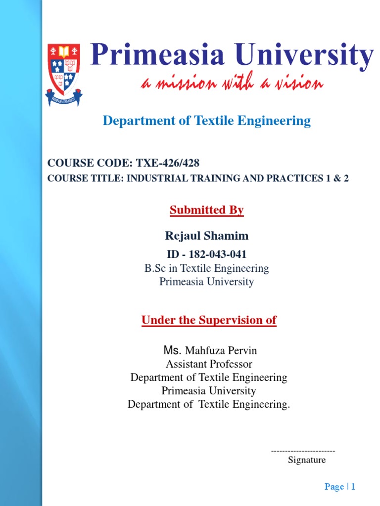 Industrial Training | PDF | Textiles | Textile Arts