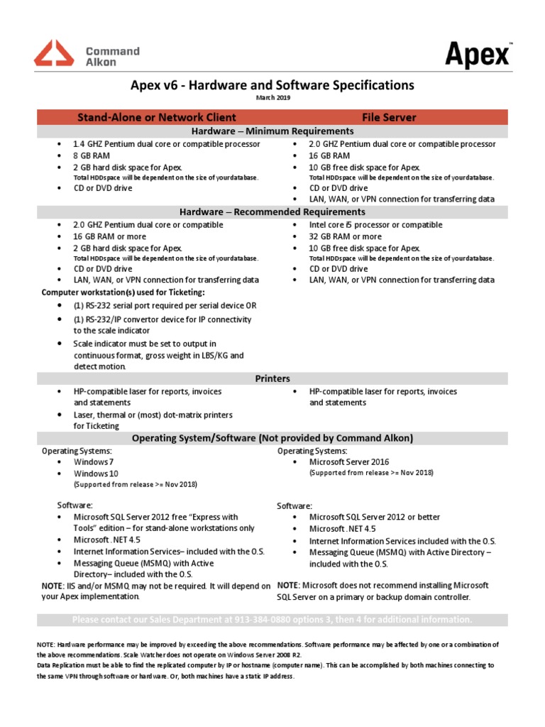 Apex Version 6 Specifications | PDF | Operating System | Internet ...