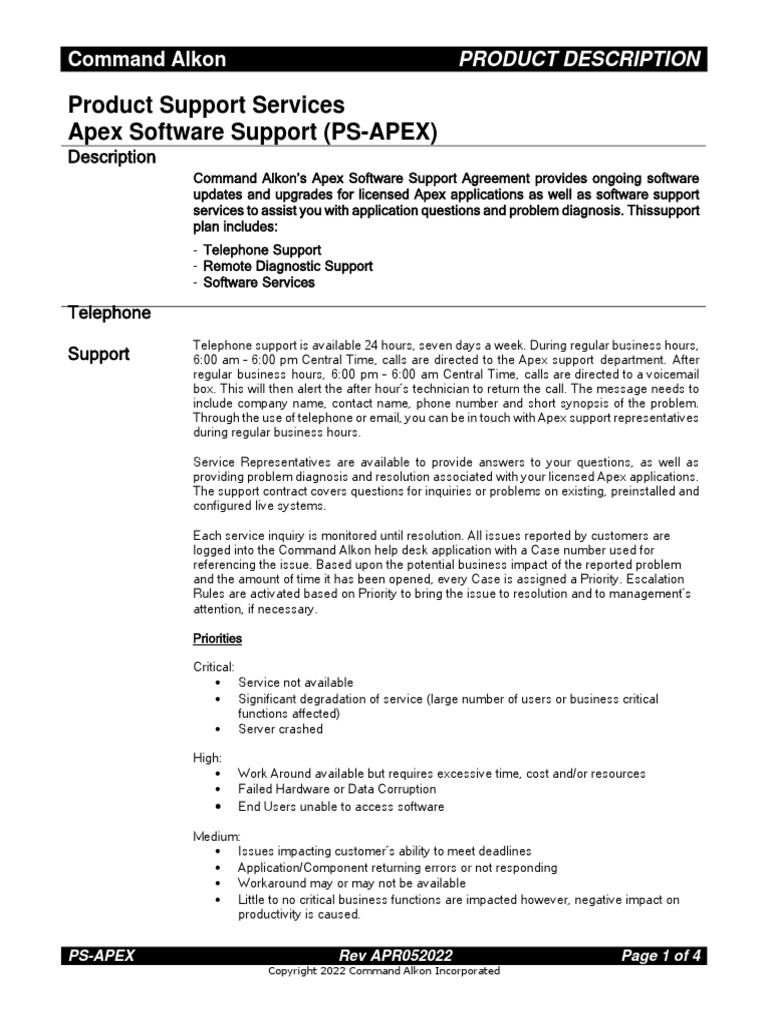Apex Product Support Services Description | PDF | Application Software | Computer Virus