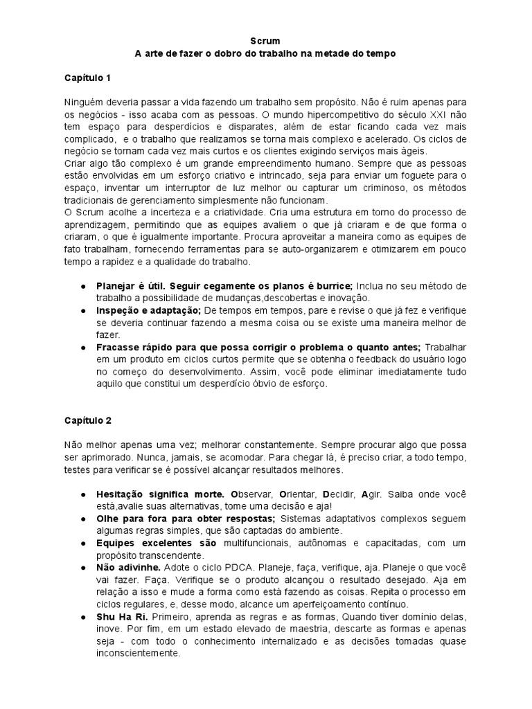 Resumo - Livro Scrum | PDF | Tempo | Conhecimento