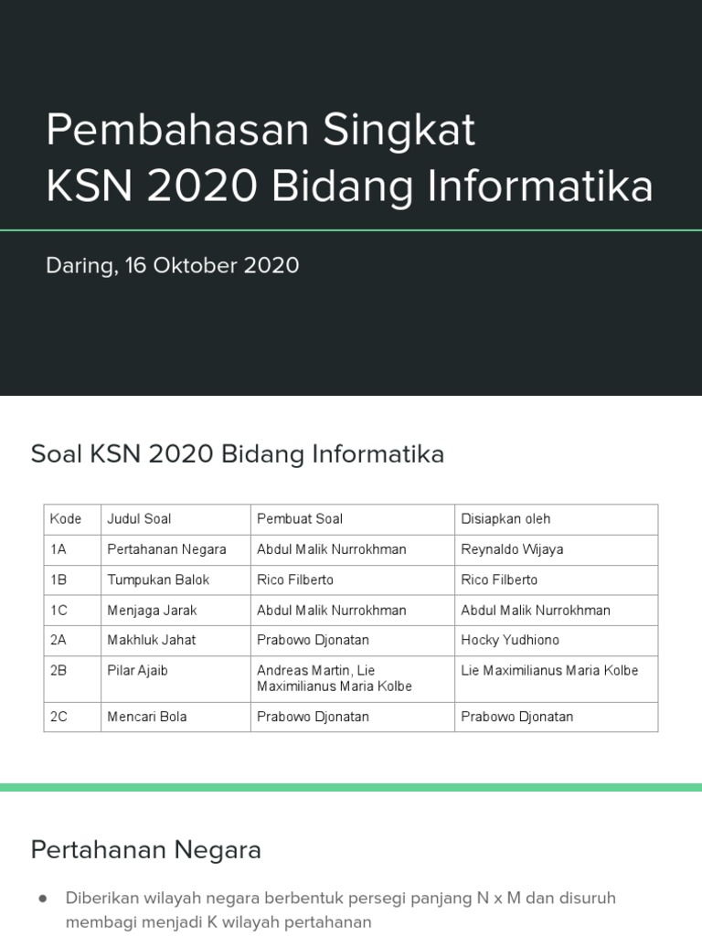 Pembahasan Singkat KSN 2020 | PDF | Metode & Bahan Ajar