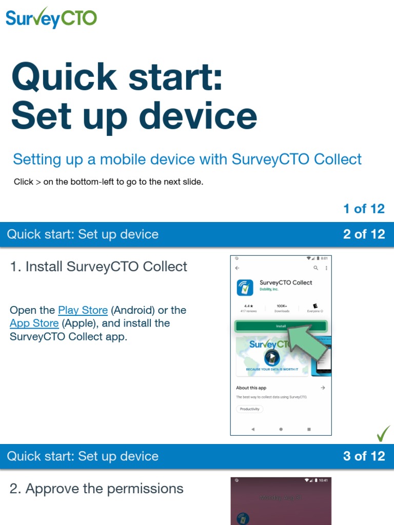 2.1. SurveyCTO Quick Start - Set Up Device | PDF | Google Play | Mobile Computers