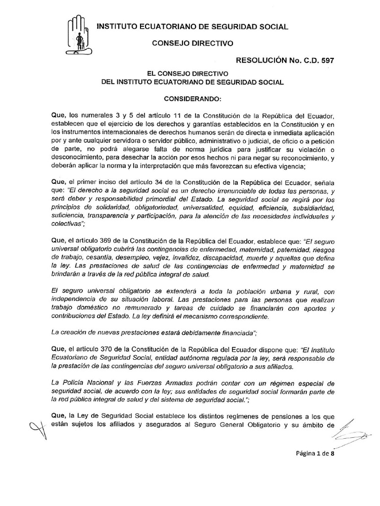 Resolución Del IESS para El ISSFA | PDF | Pensión | Seguro