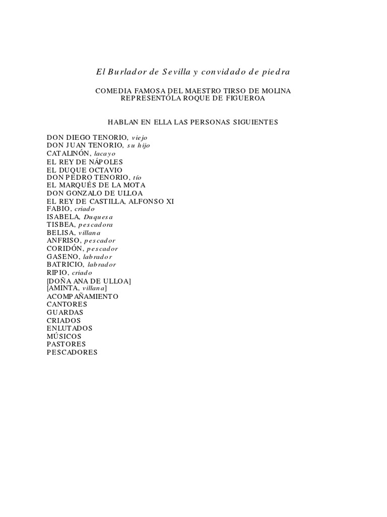 Pdf-El-Burlador-De-Sevilla (1) - Unlocked | PDF