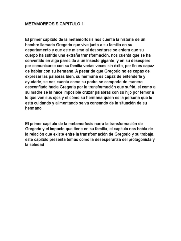 Metamorfosis Capitulo 1 | PDF
