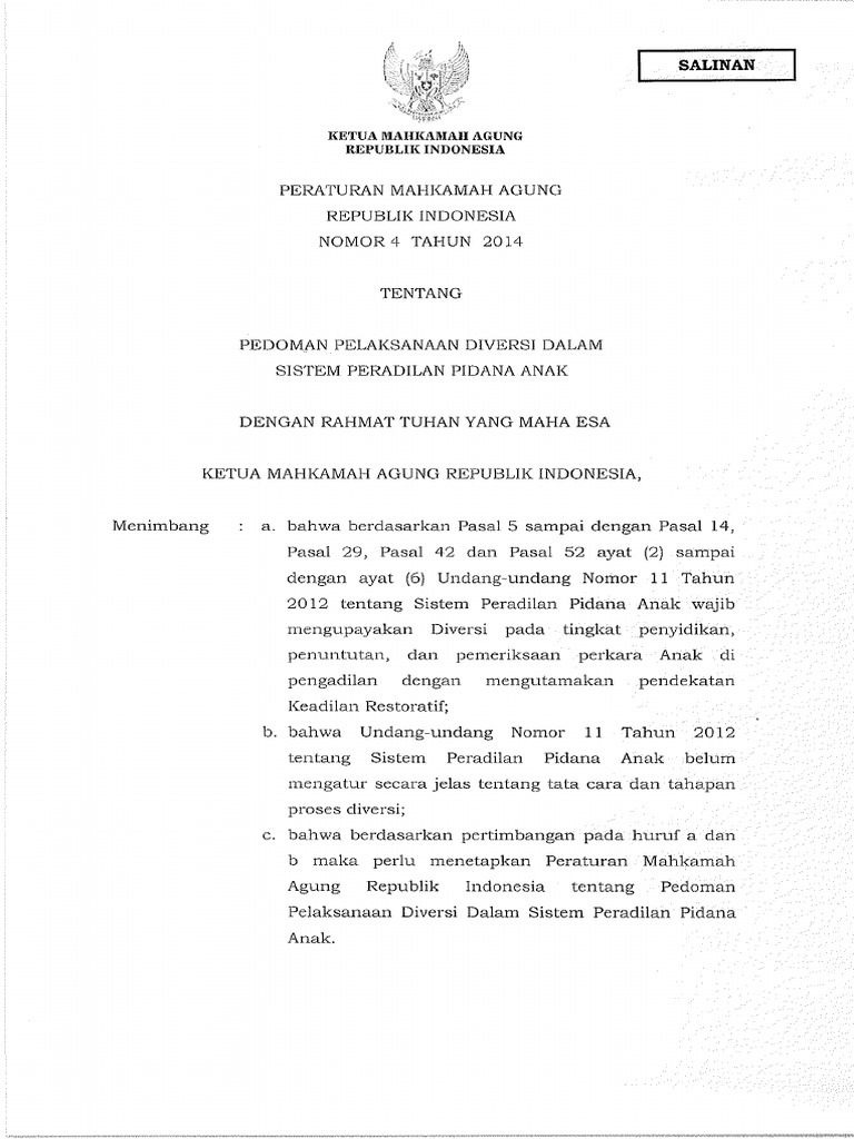 Perma Nomor 4 Tahun 2014-1 | PDF