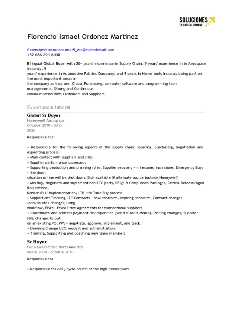 CVFlorencio Ismael Ordonez Martínez | PDF | Supply Chain | Procurement