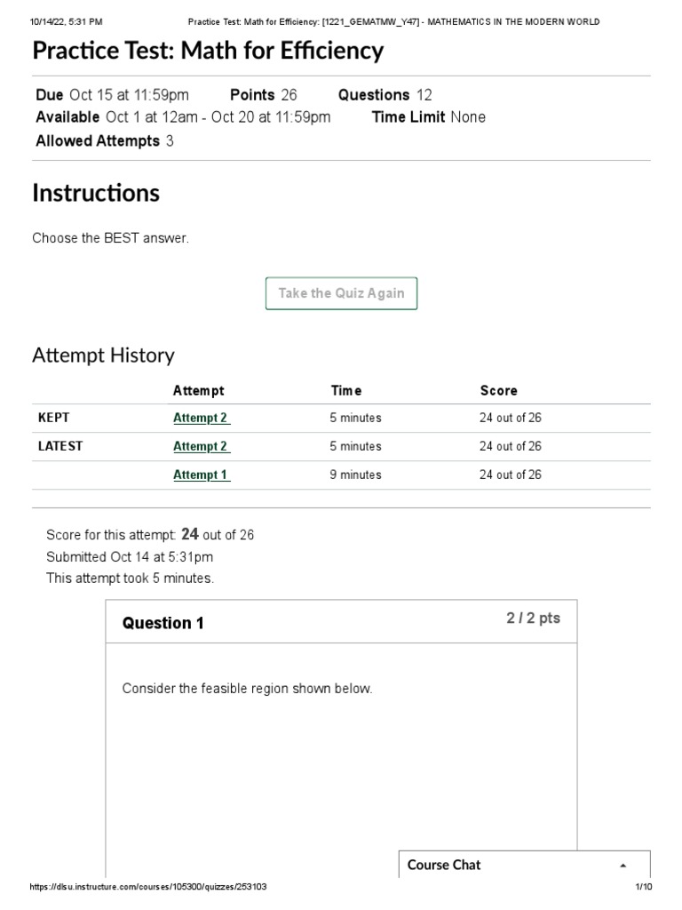 Math for Efficiency Practice Test | PDF | Mathematical Optimization ...