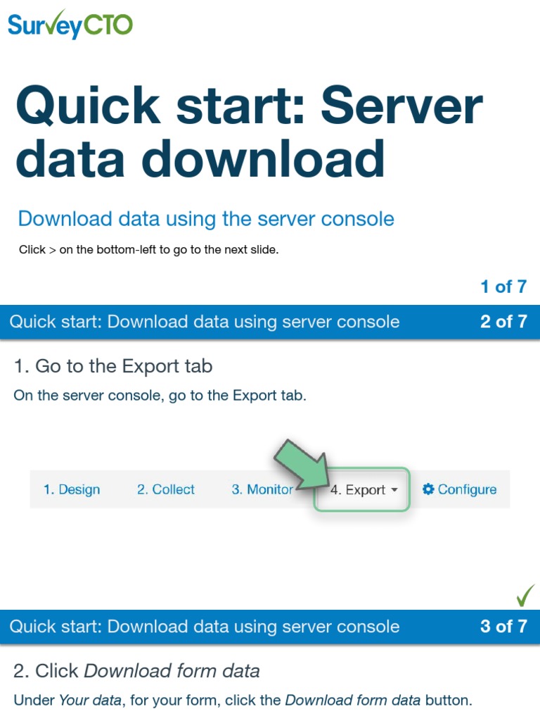 3.1. SurveyCTO Quick Start - Download From Server Console | PDF